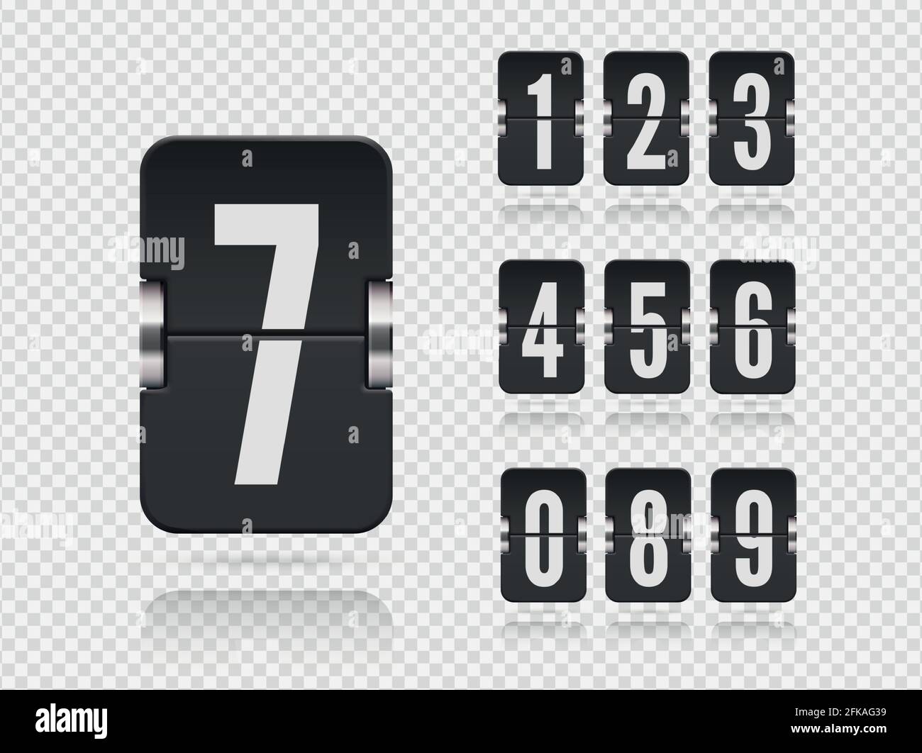 Numeric floating flip scoreboard set with reflections for black ...