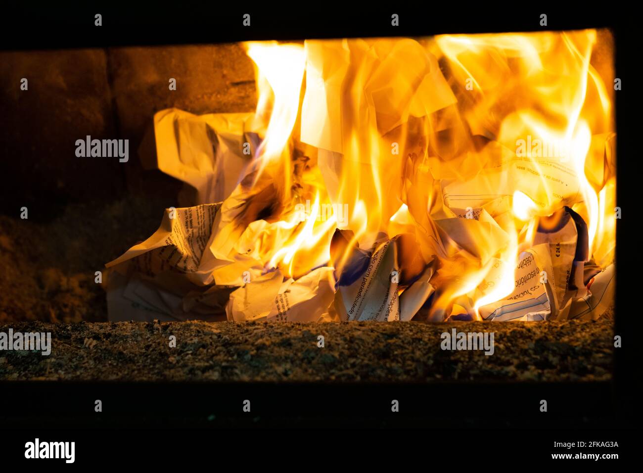 Burning important documents, burning the past, burning evidences Stock ...