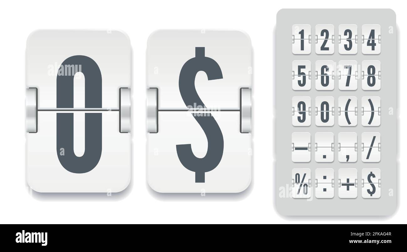 Vector Numeric Template For Your Design Set Of Flip Scoreboard With
