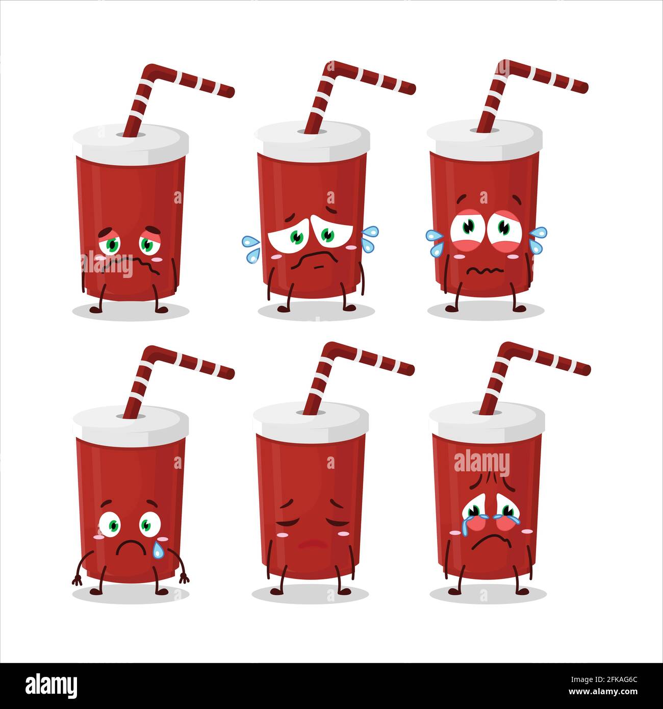 Red cardboard cup cartoon character with sad expression. Vector ...