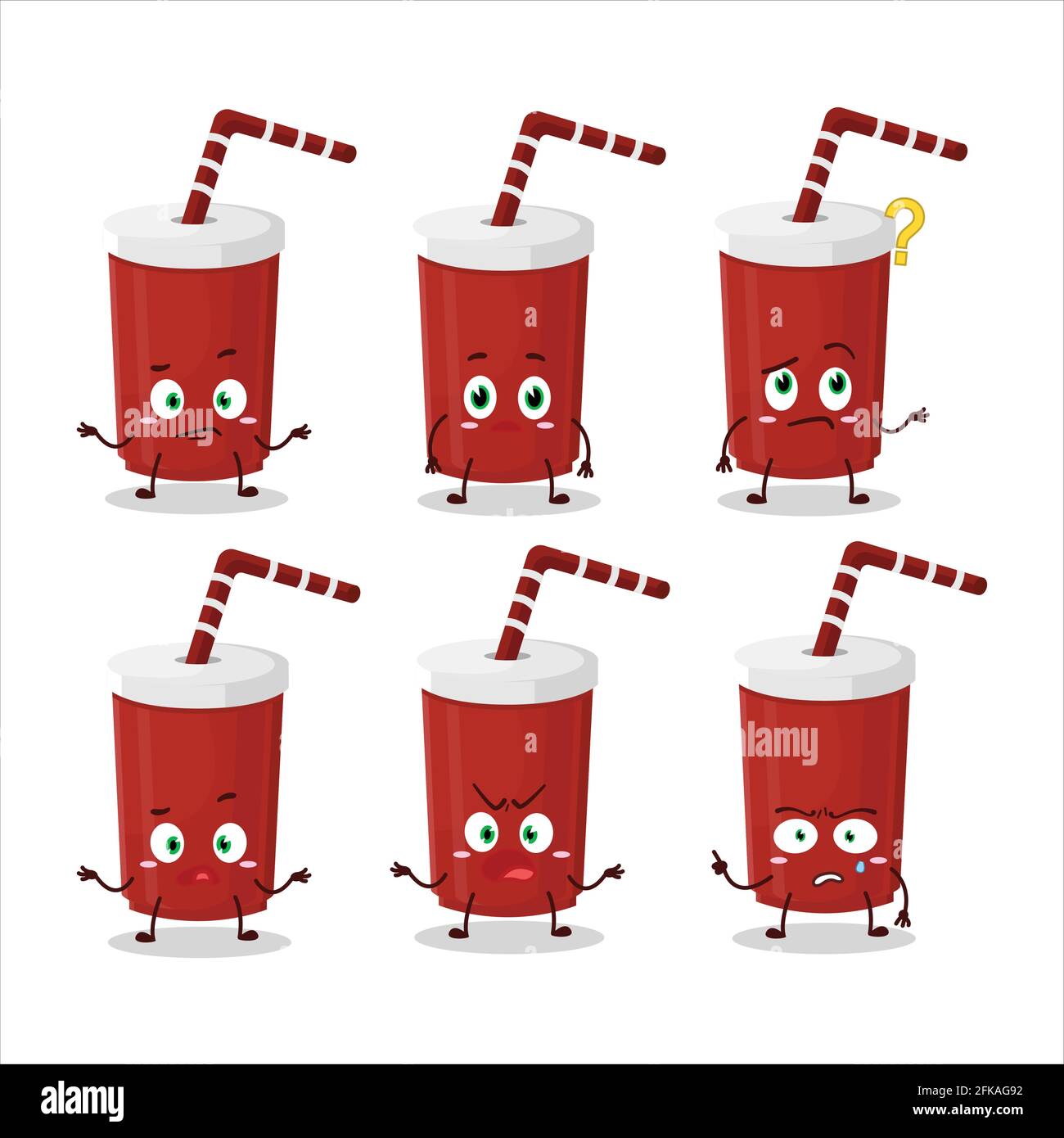 Cartoon character of red cardboard cup with what expression. Vector ...