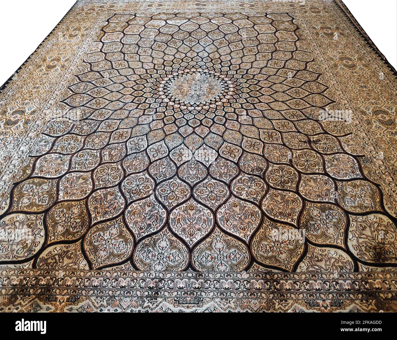 A beautiful silk carpet with intricate design from Kashmir, India Stock ...