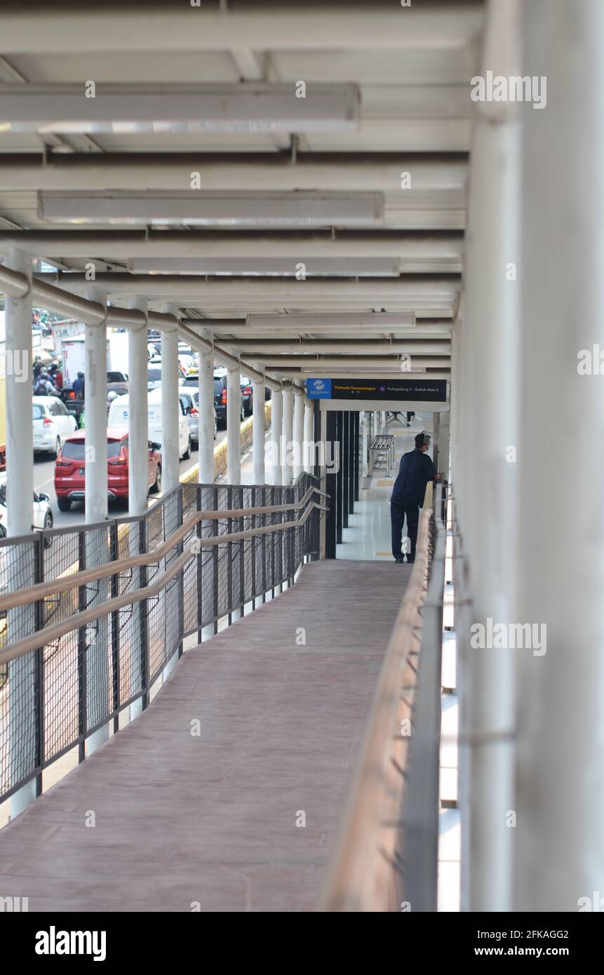 Rawamangun, Jakarta Indonesia, April 23, 2021: A pedestrian flyover ...