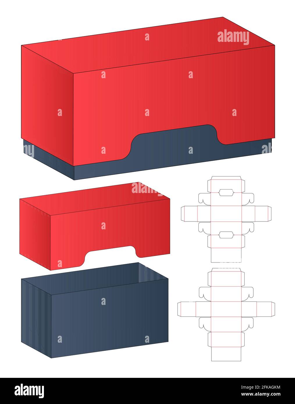 Box packaging die cut template design. 3d mock-up Stock Vector Image ...