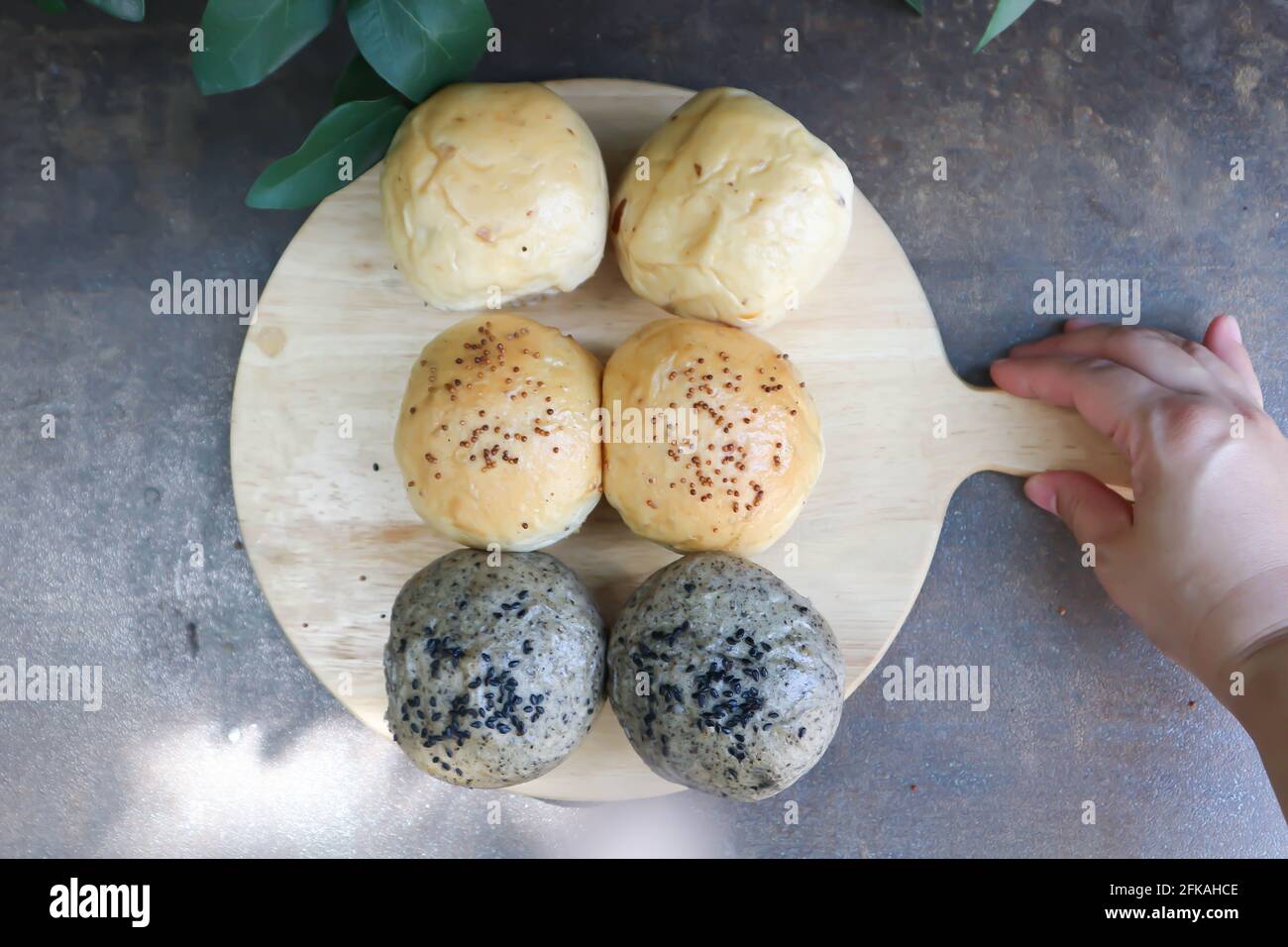 bun or sesame bun, whole wheat bun with sesame topping Stock Photo - Alamy