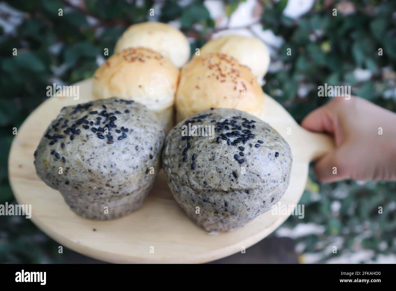 bun or sesame bun, whole wheat bun with sesame topping Stock Photo - Alamy