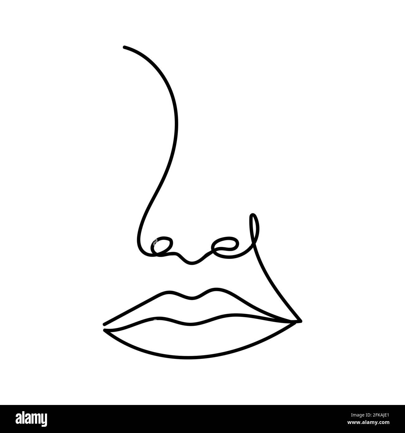 Abstract Continuous One Line Drawing Woman Face Modern Minimalism Art Aesthetic Contour