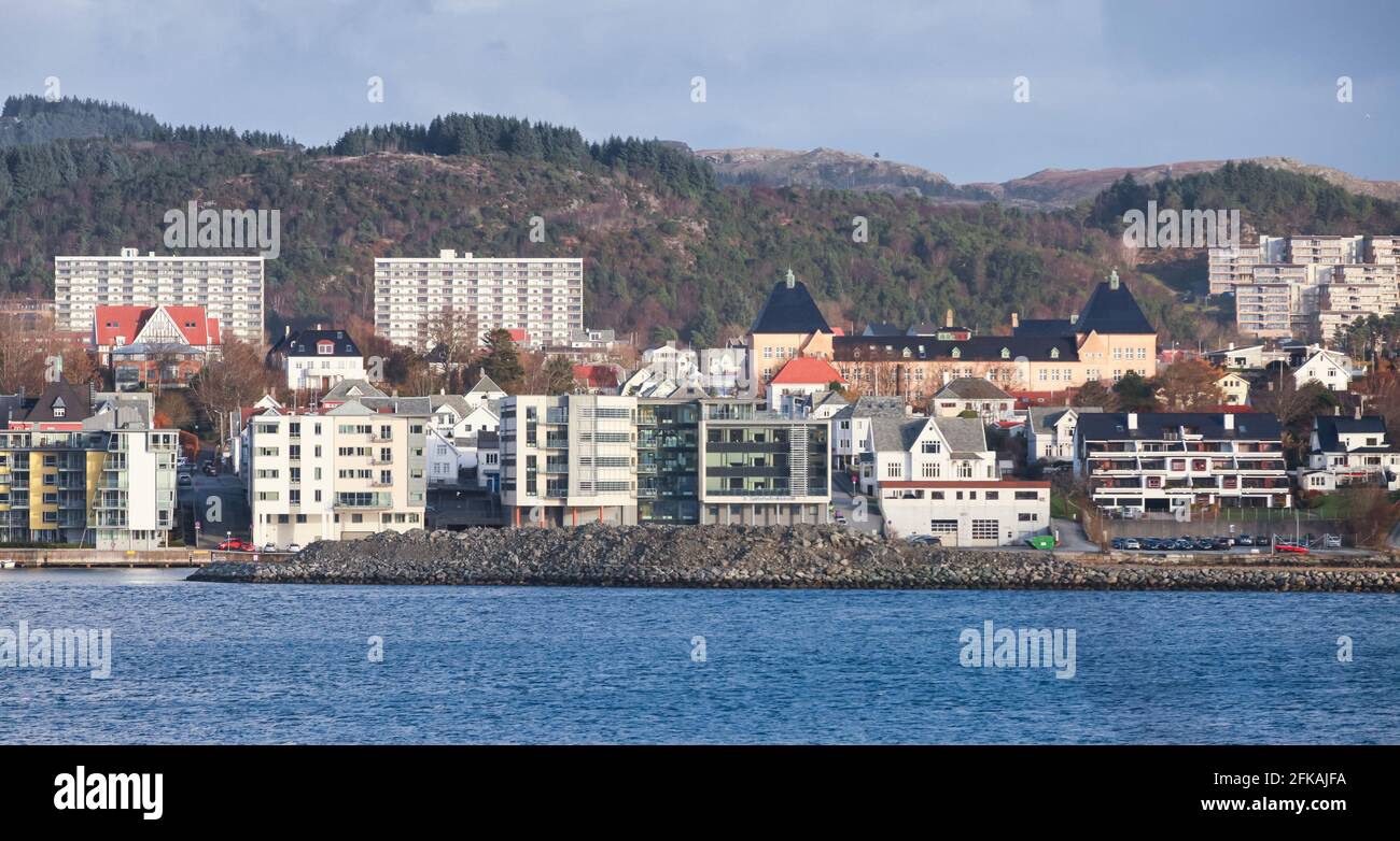 Bergen, Norway. Seaside view with living houses Stock Photo - Alamy