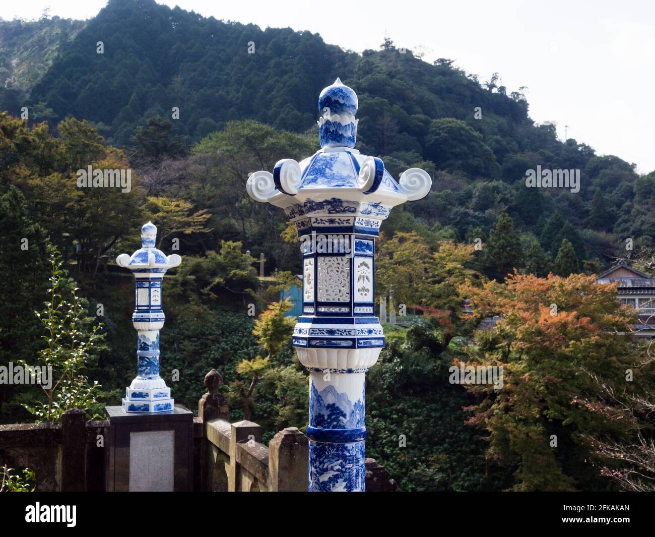 Arita, Japan - November 4, 2016: Japanese lanterns made of porcelain at ...