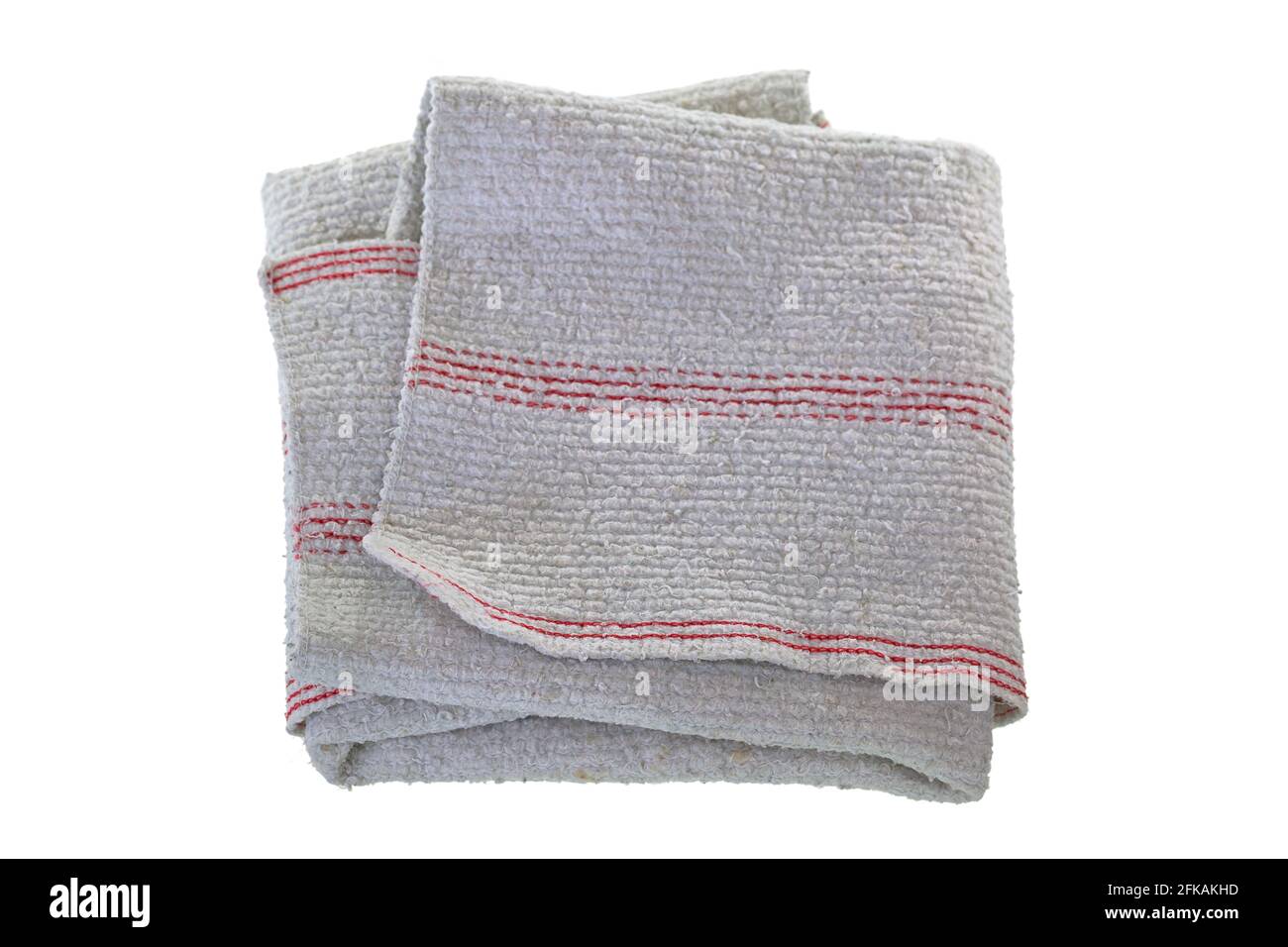 Folded used and dirty grey rag for cleaning purpose isolated on white ...