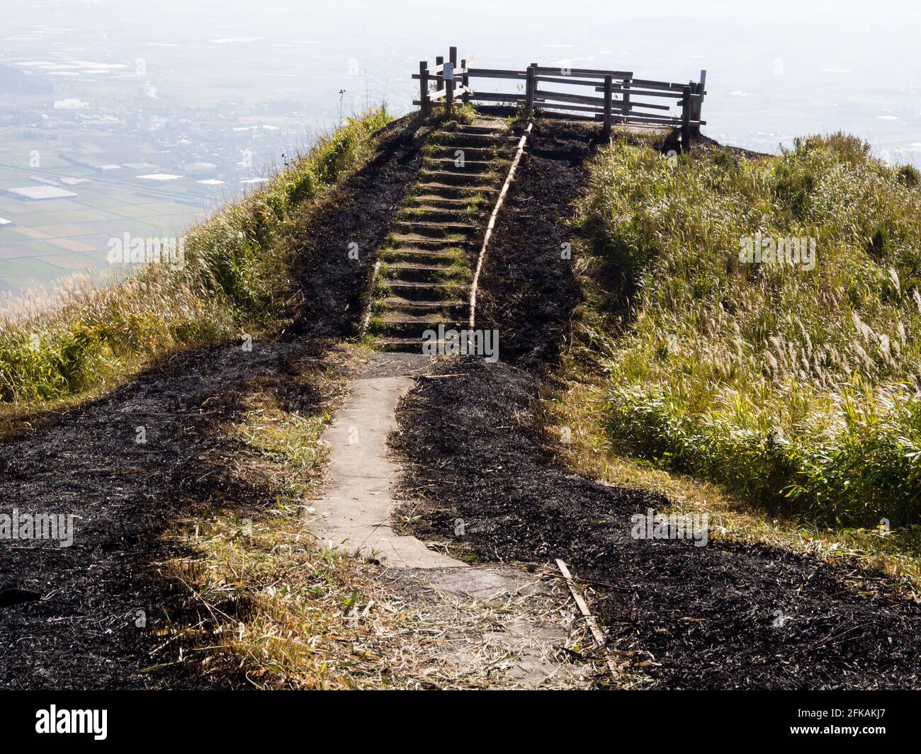 Scenic lookout at the north rim of Aso volcanic caldera - Aso-Kuju ...