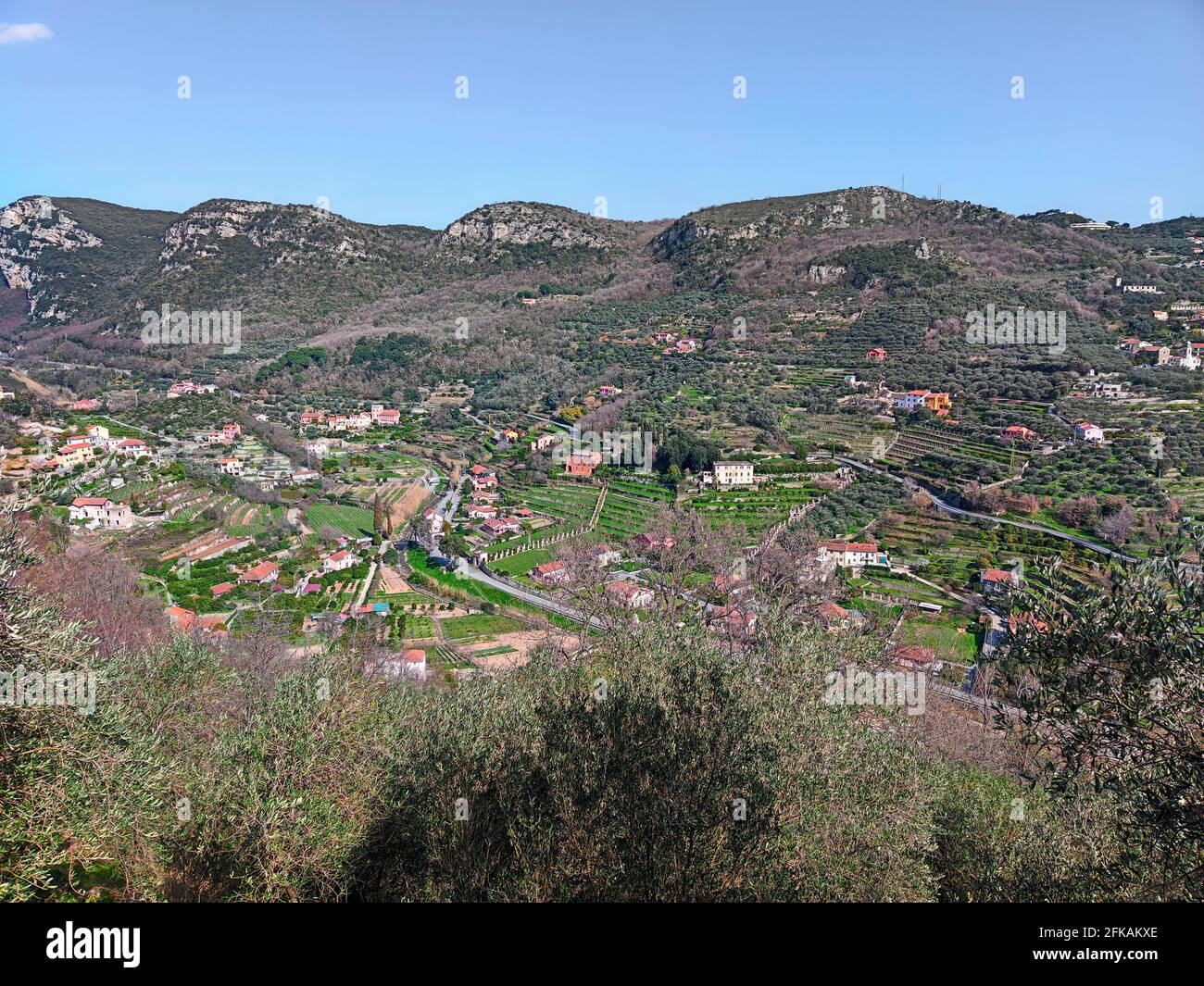 landscape of the hinterland of Finale Ligure, coastal landscape with ...