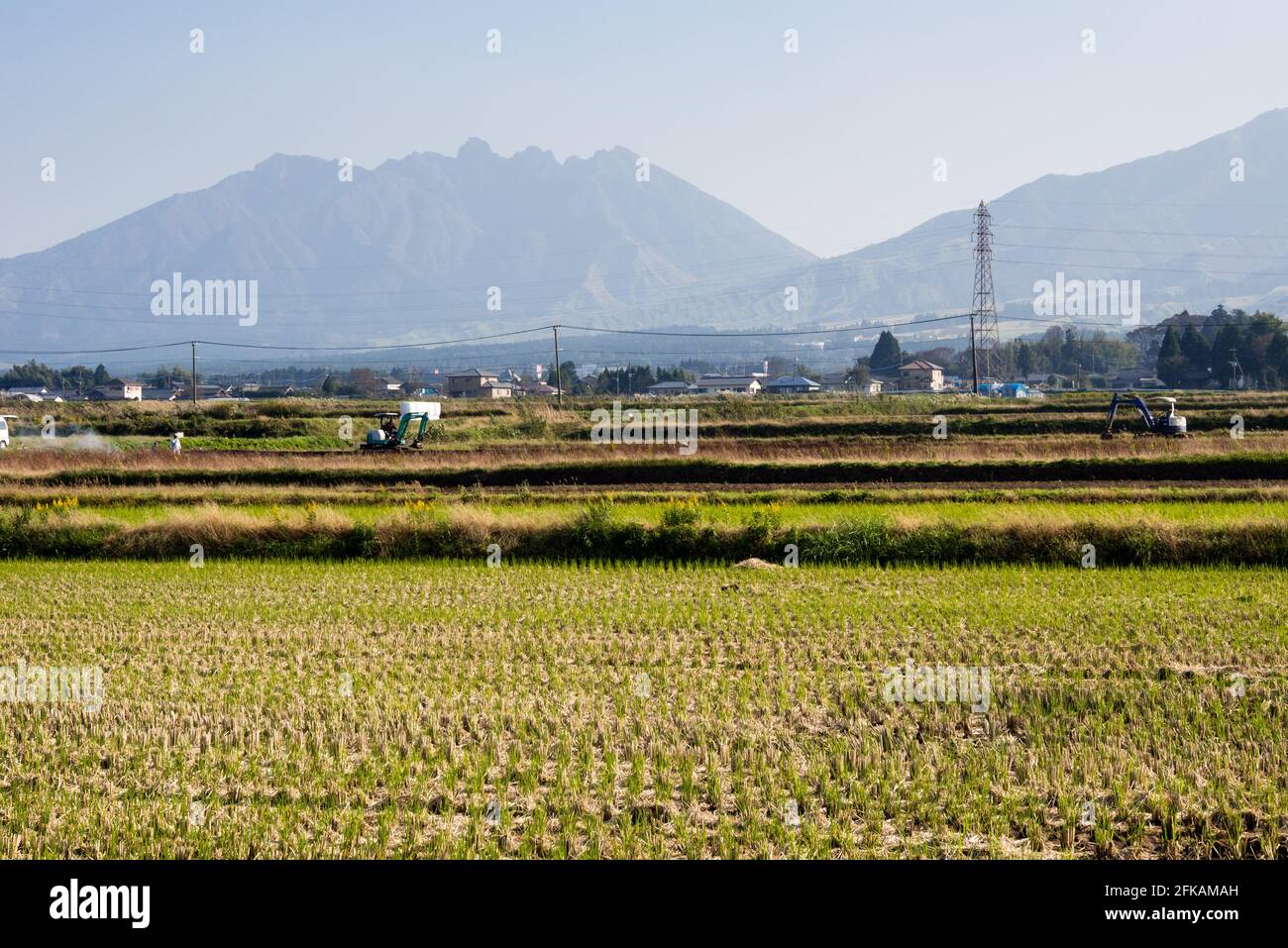 Farming on rice fields inside Aso volcanic caldera - Kumamoto ...