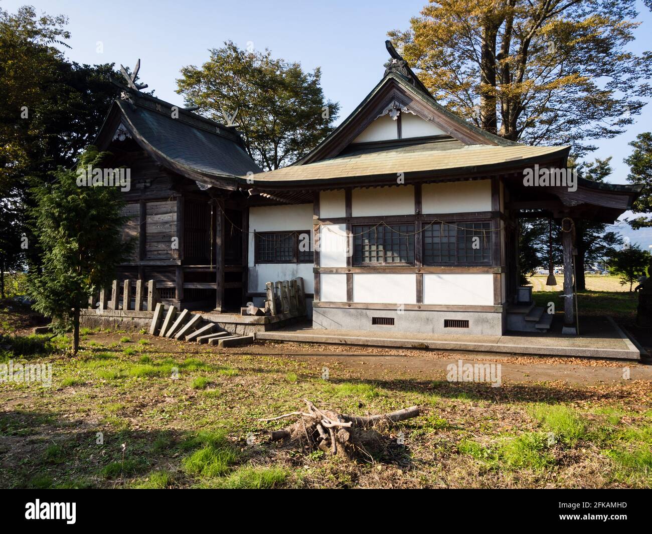 Shimomiya shrine inside Aso volcanic caldera, part of Aso-Kuju National ...