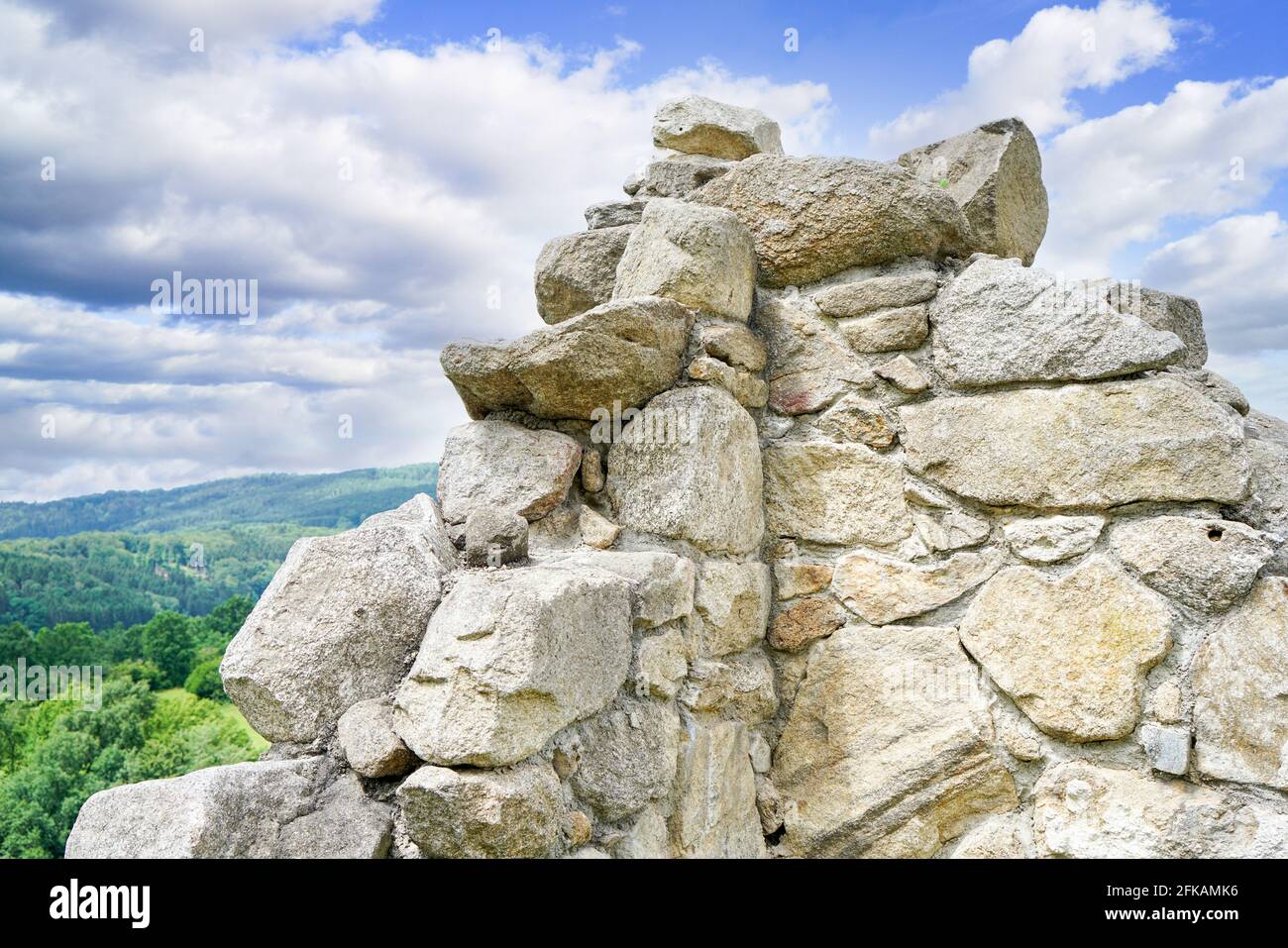 Wall made of natural stone built and grouted Stock Photo - Alamy