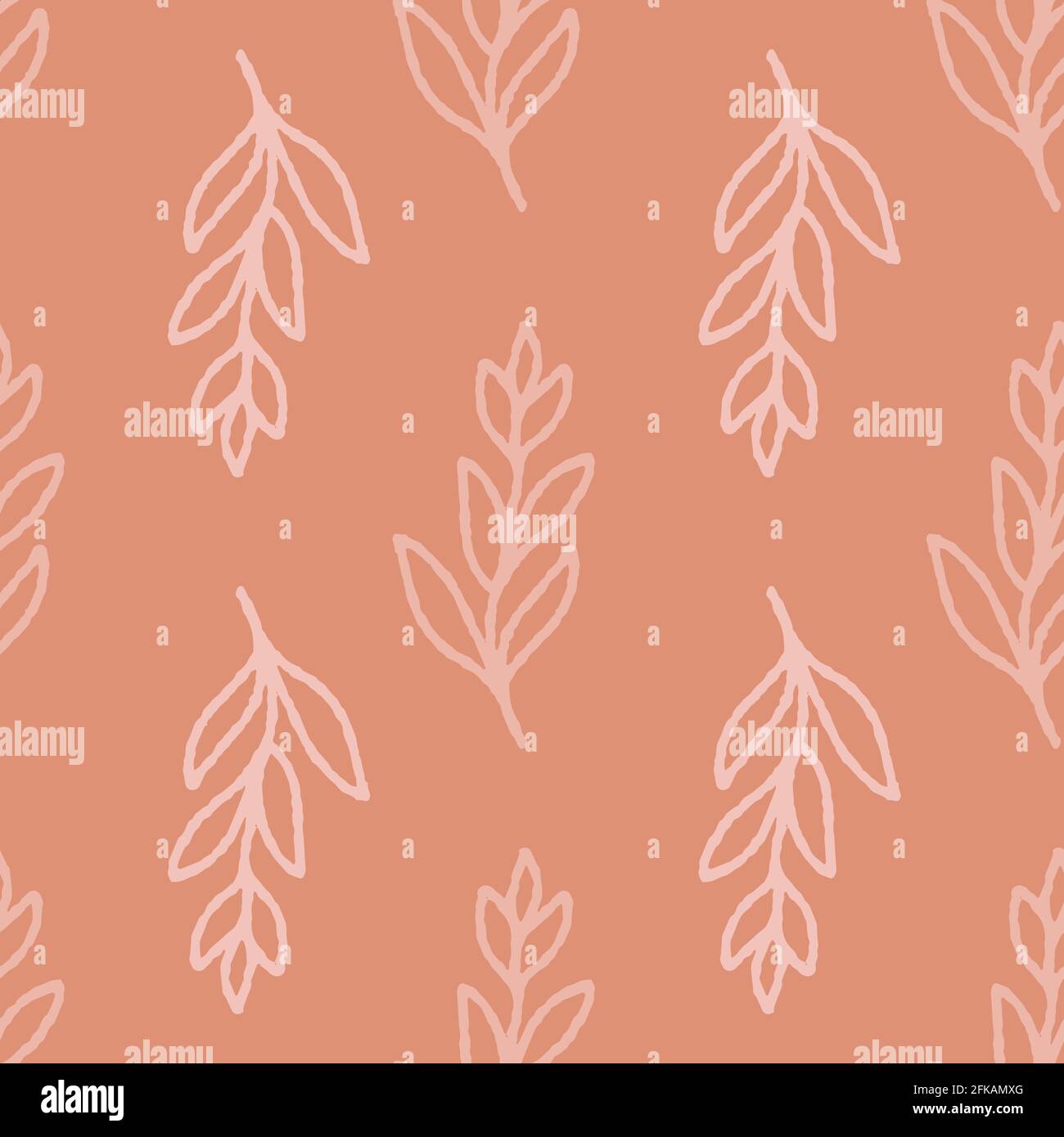 Leaf pattern background, vector seamless repeat illustration of hand ...