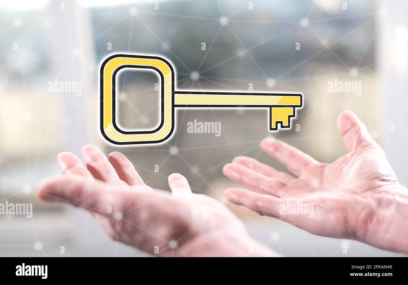 Solution concept above the hands of a man Stock Photo - Alamy