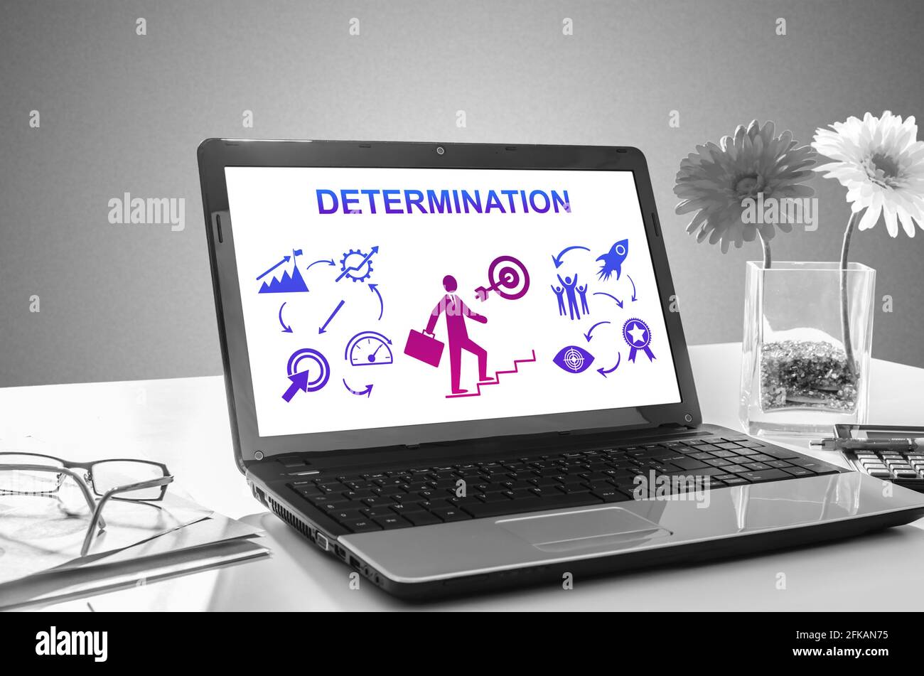 Laptop screen showing determination concept Stock Photo - Alamy