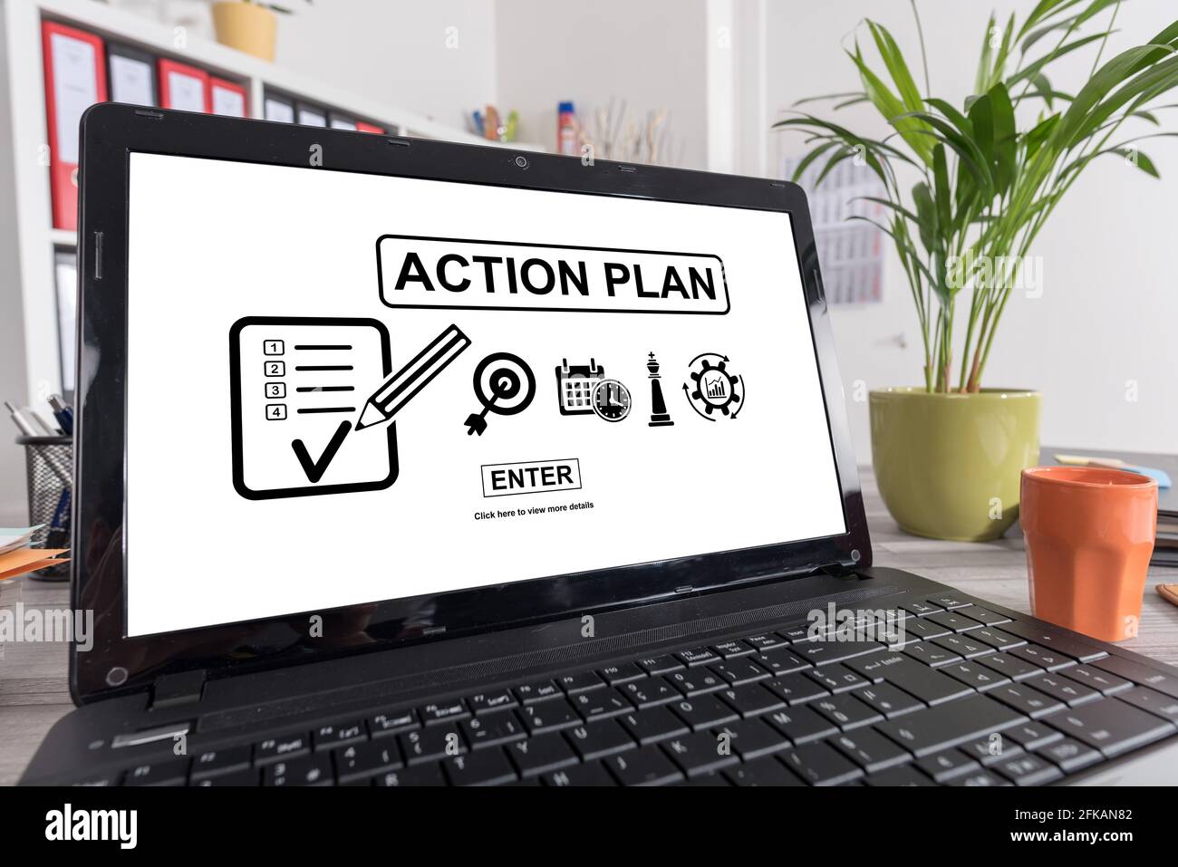 Laptop screen with action plan concept Stock Photo - Alamy