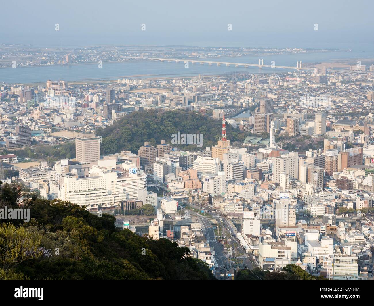 Tokushima, Japan - April 4, 2018: Panoramic view of Tokushima city from ...