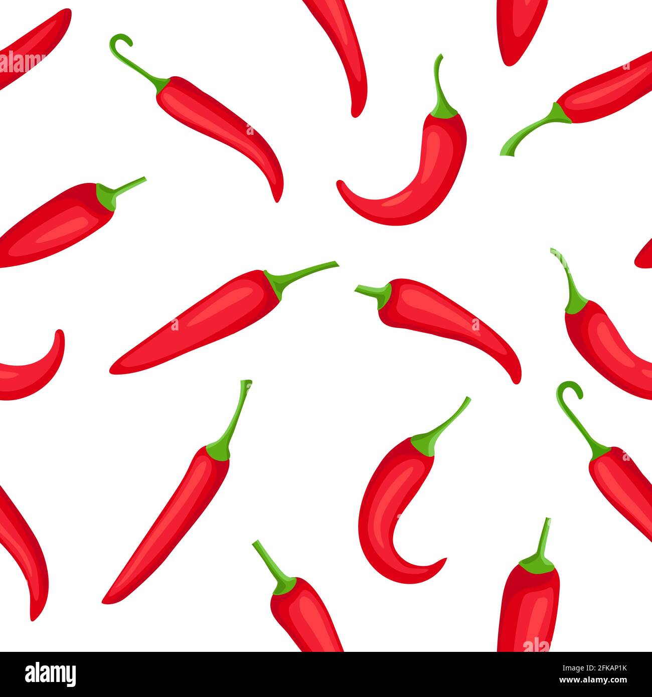 Chili pepper seamless pattern. Cartoon spicy hot red peppers, texture ...