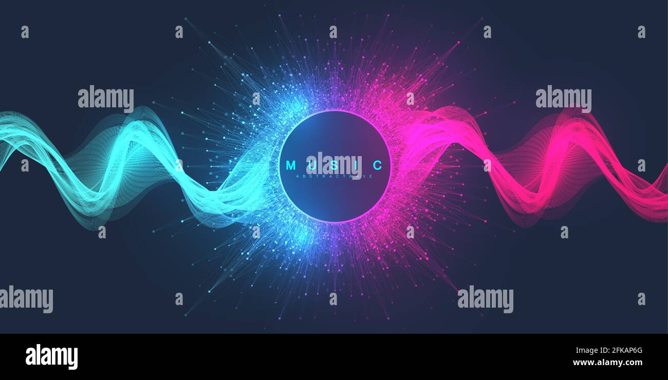 Music abstract background. Music wave poster design. Sound flyer with ...