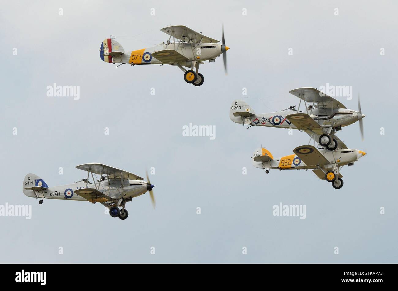 Flypast of 1930s vintage Royal Air Force and Navy biplanes. Hawker ...