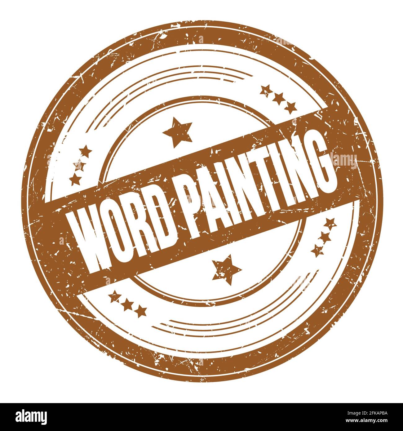 WORD PAINTING text on brown round grungy texture stamp Stock Photo - Alamy