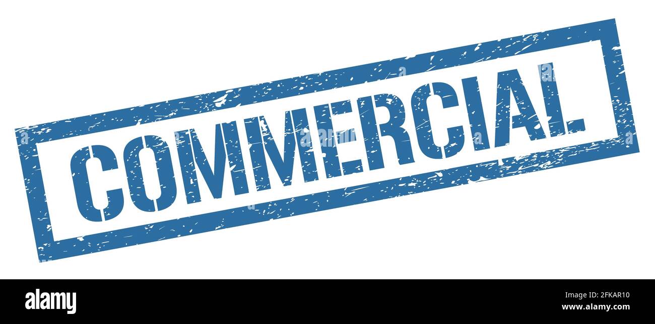COMMERCIAL blue grungy rectangle stamp sign Stock Photo - Alamy