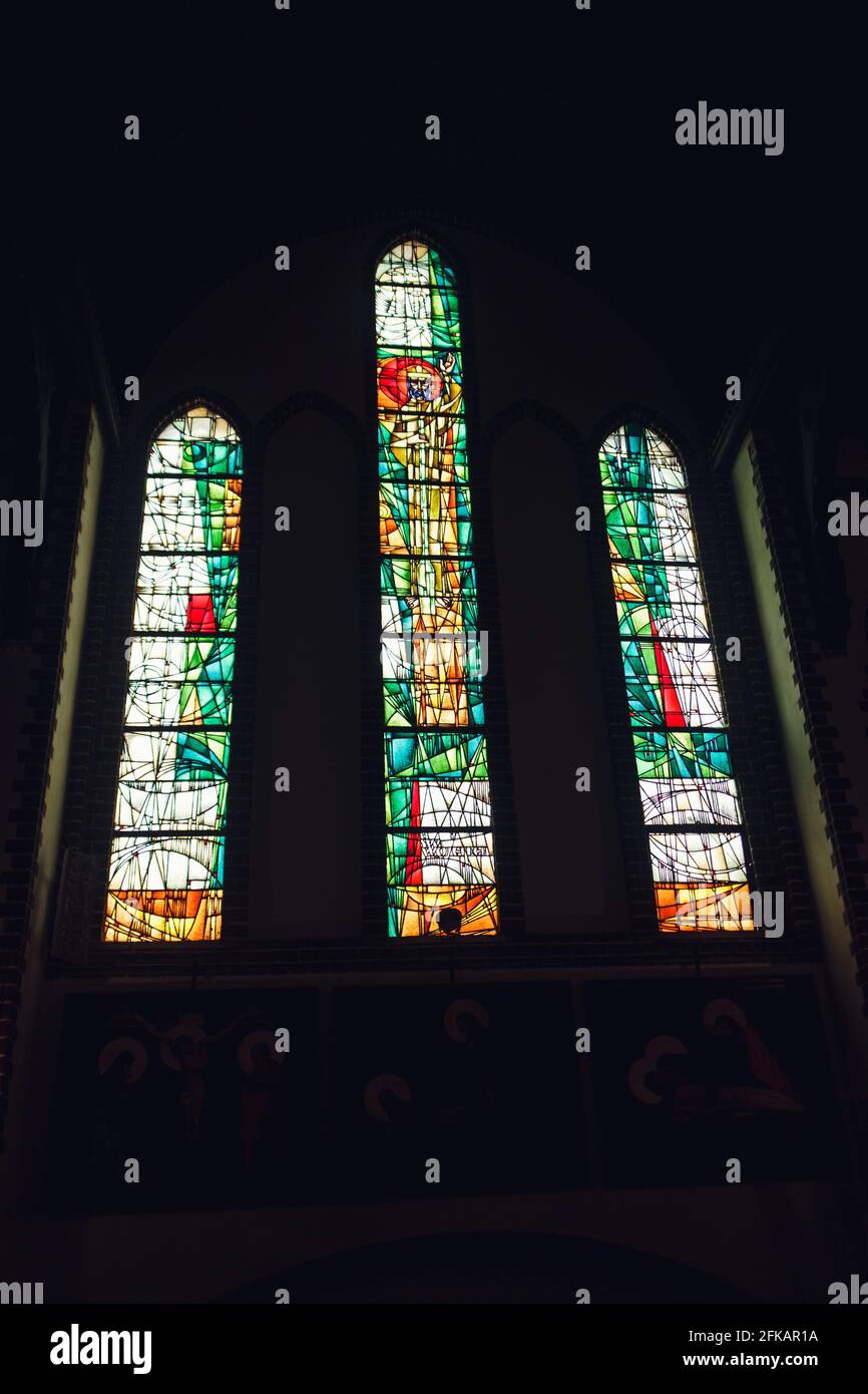 Stained glass Windows of the old Church Warsaw Poland Stock Photo - Alamy