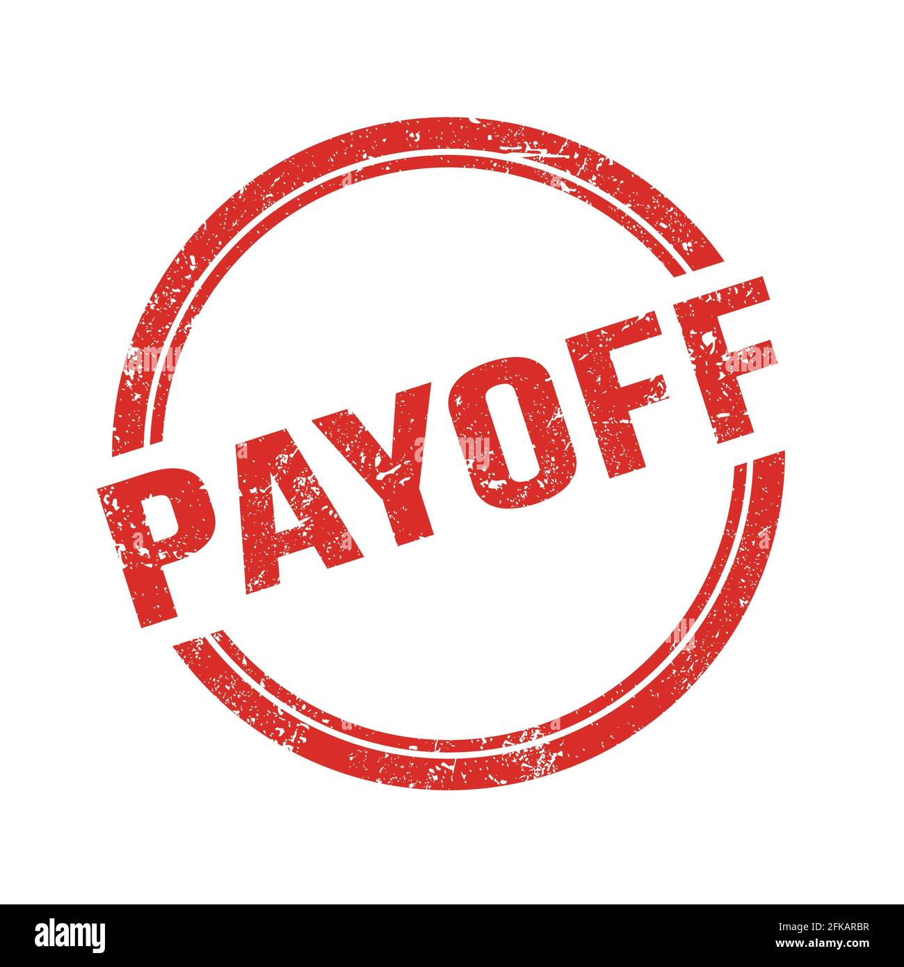 PAYOFF text written on red grungy vintage round stamp Stock Photo - Alamy