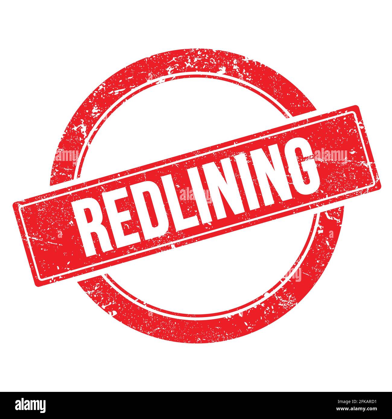 REDLINING text on red grungy round vintage stamp Stock Photo - Alamy