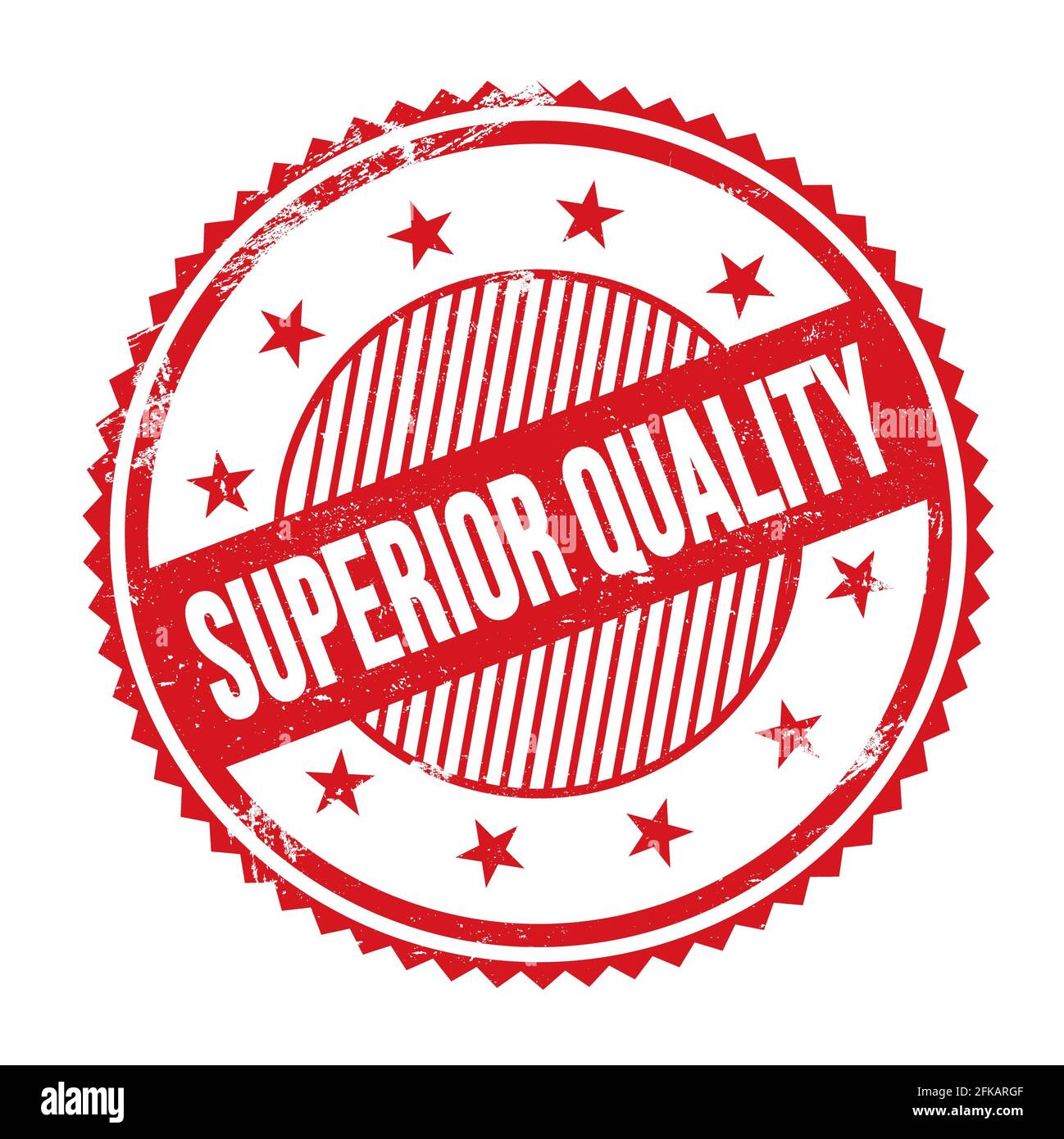 SUPERIOR QUALITY text written on red grungy zig zag borders round stamp ...