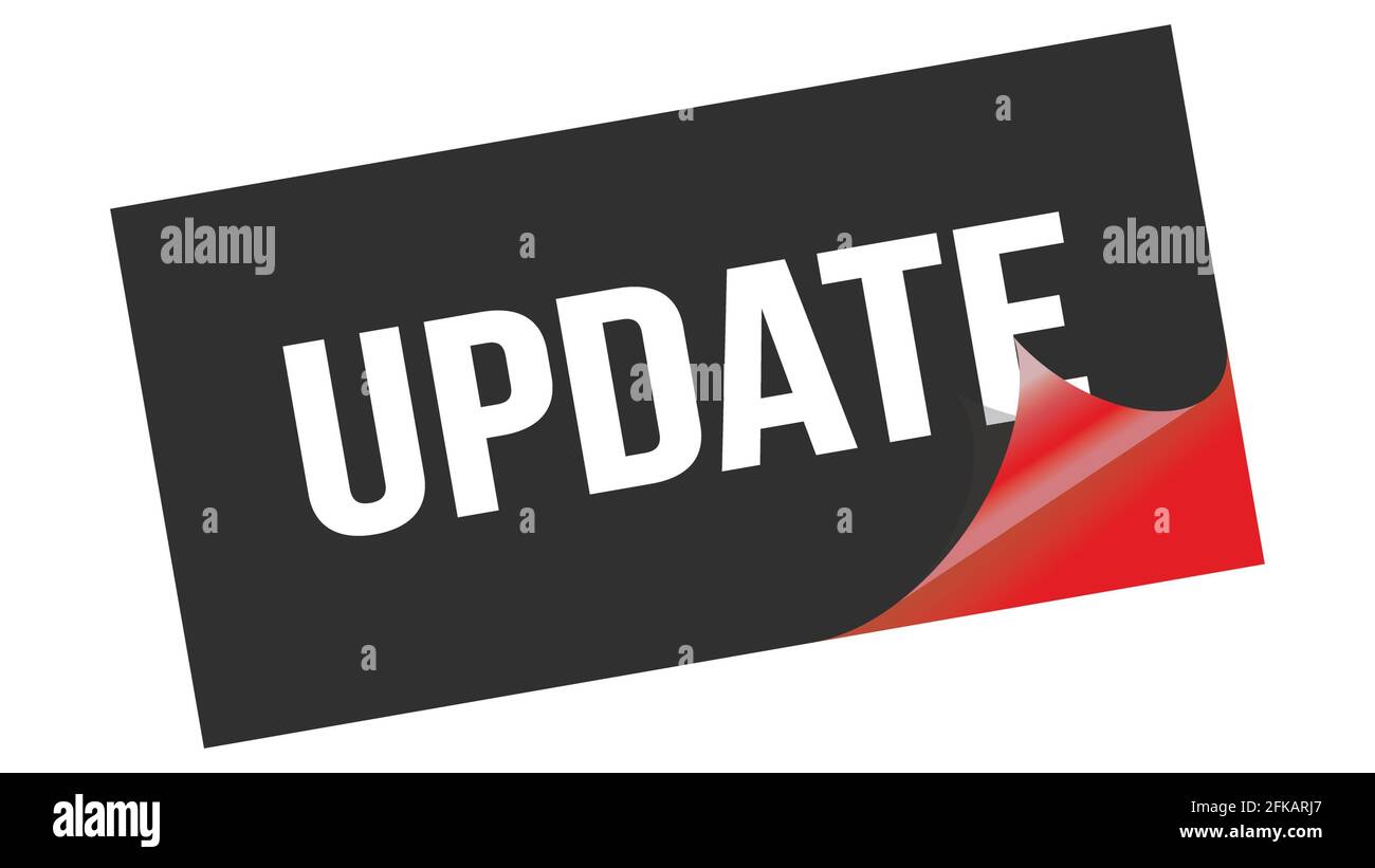 UPDATE text written on black red sticker stamp Stock Photo - Alamy