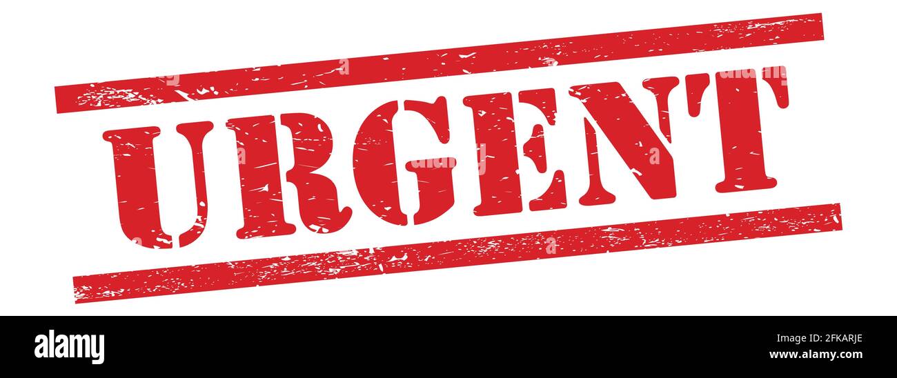 URGENT text on red grungy vintage rubber stamp Stock Photo - Alamy