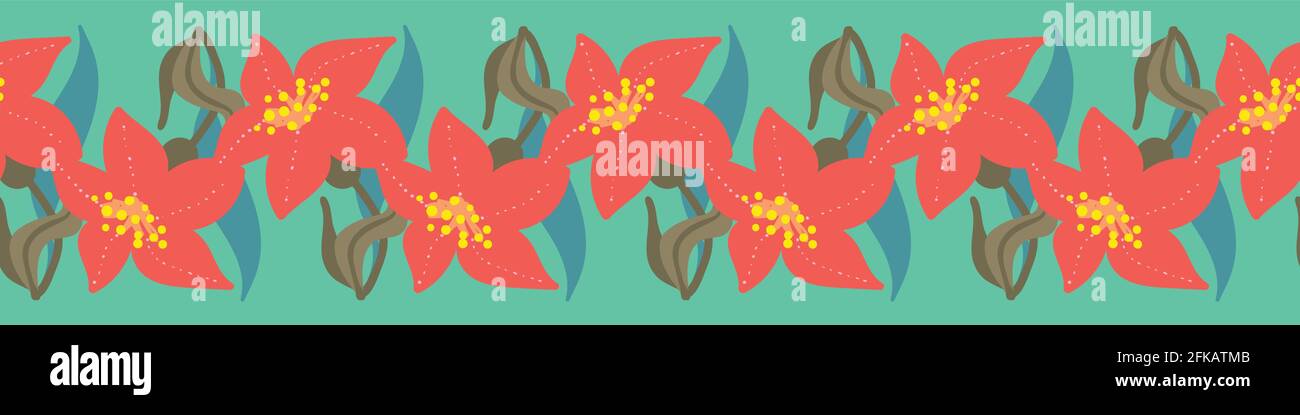 row of red flowers seamless vector border Stock Vector Image & Art - Alamy