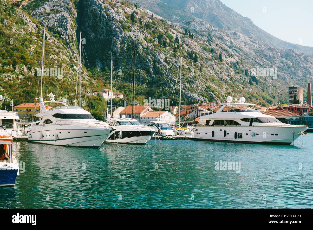 Pier near old town Kotor, Montenegro, beautiful panaramic view Stock ...