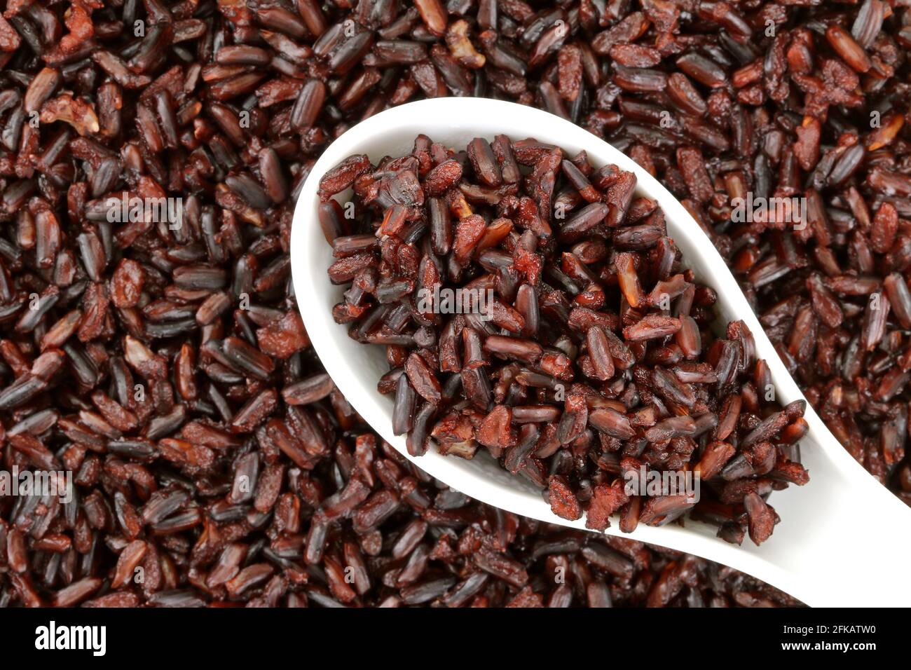 Steamed purple Riceberry rice, it is a crossbred between Thai Hom Nil ...