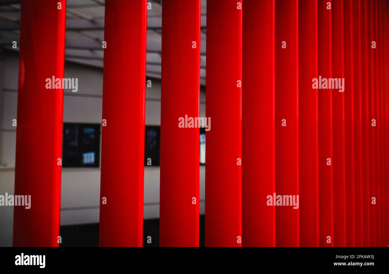 red metal panels on the building. modern architecture Stock Photo - Alamy