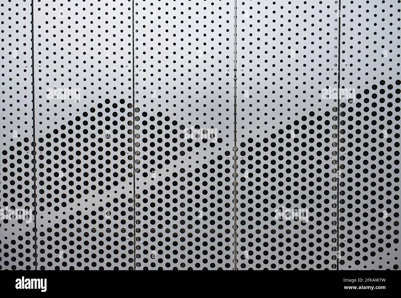 Wall of silver metal futuristic office building. Abstract architectural ...