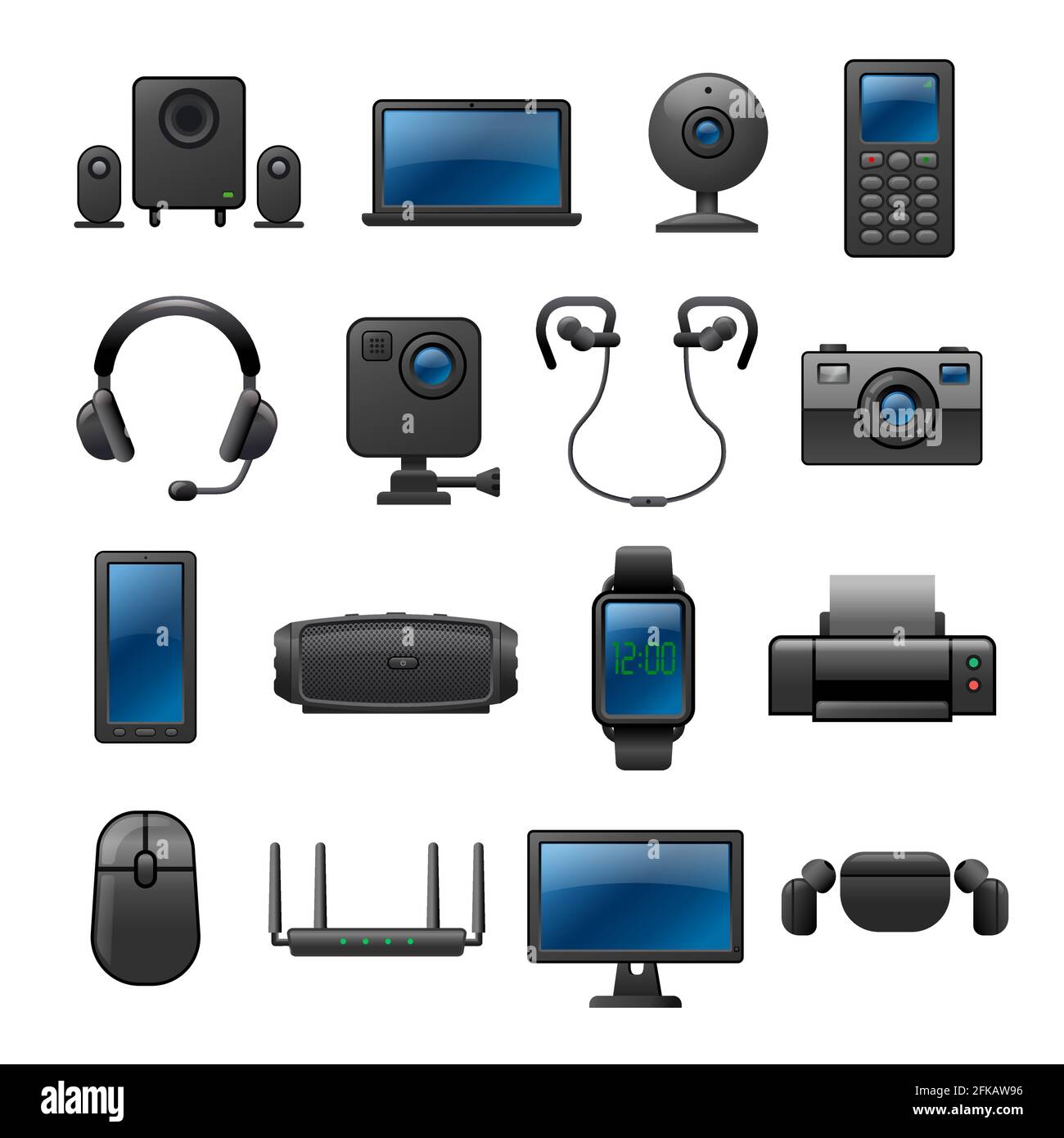 Illustration of the electronics devices and gadgets icons Stock Vector ...
