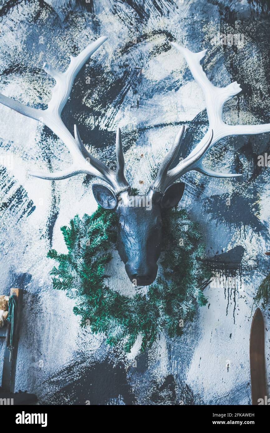 Head deer blue color hi-res stock photography and images - Alamy