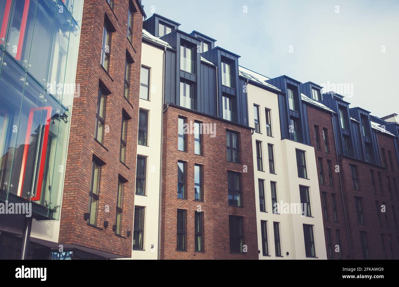 colorful facades of a modern building in Riga. housing loan Stock Photo ...