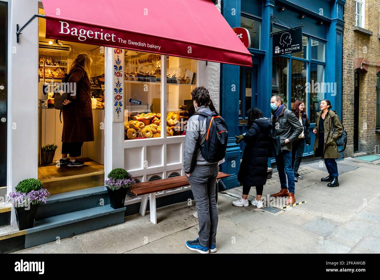 People Queueing Outside Bageriet Swedish Bakery, London, UK Stock Photo ...
