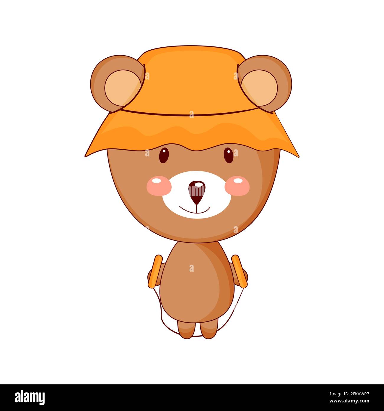 Cute baby bear cartoon boy with jump rope. Vector illustration Stock ...