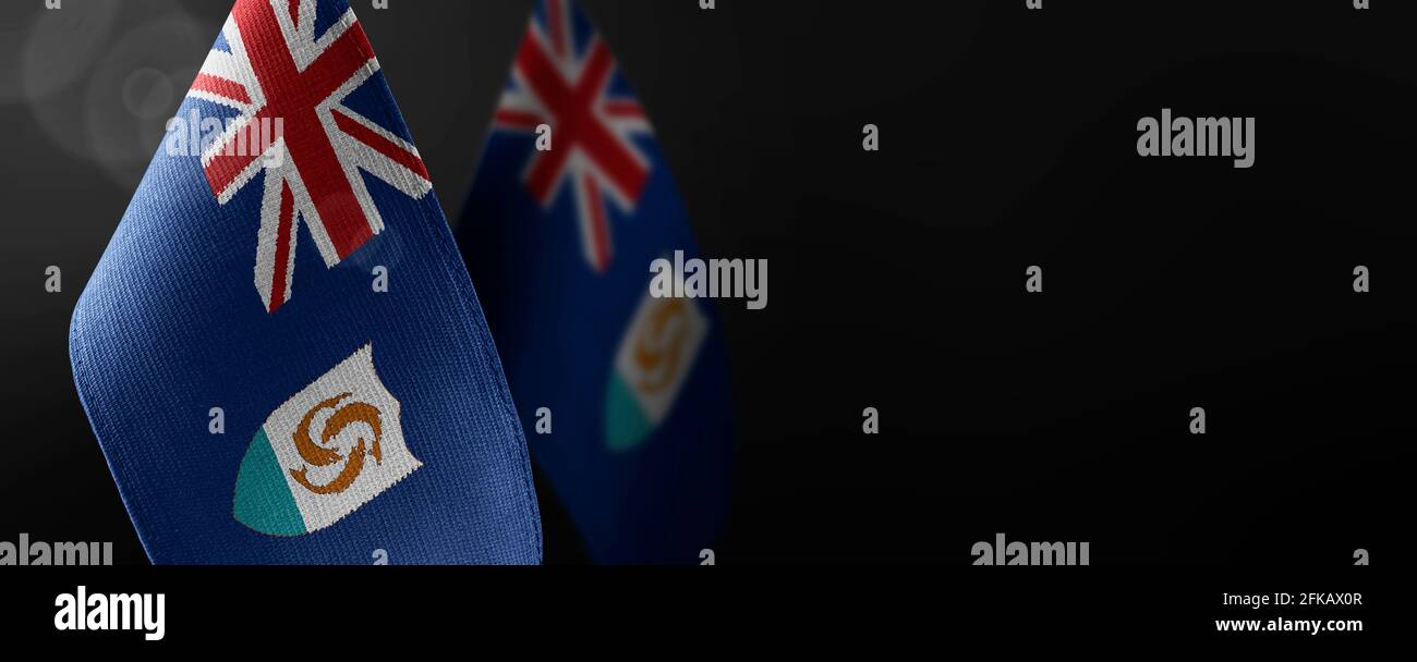Small national flags of the Anguilla on a dark background Stock Photo ...