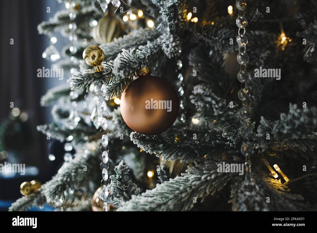 Christmas background with decorated Christmas tree Stock Photo - Alamy