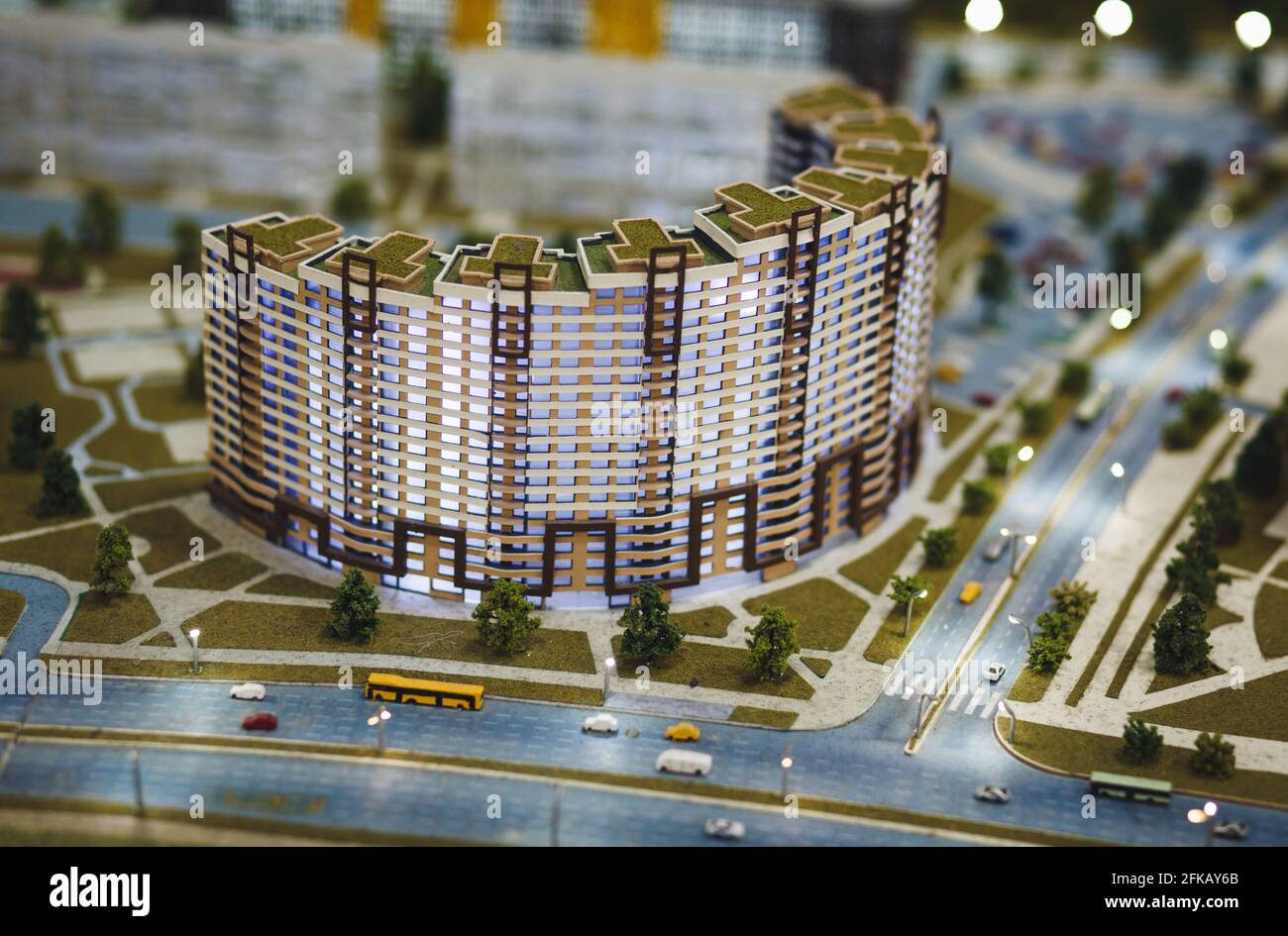 modern building in miniature. mini road with small cars Stock Photo - Alamy