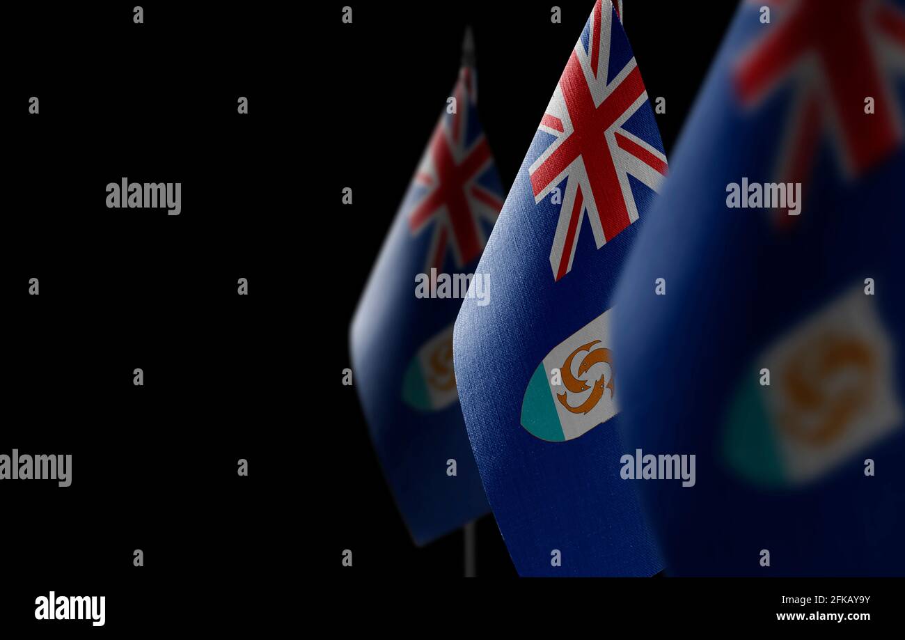 Small national flags of the Anguilla on a black background Stock Photo ...