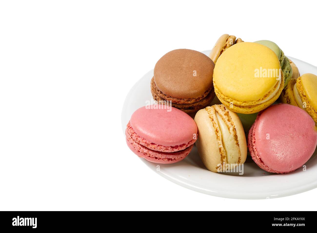 French dessert macaron isolated on white background. Modern Macarons on ...